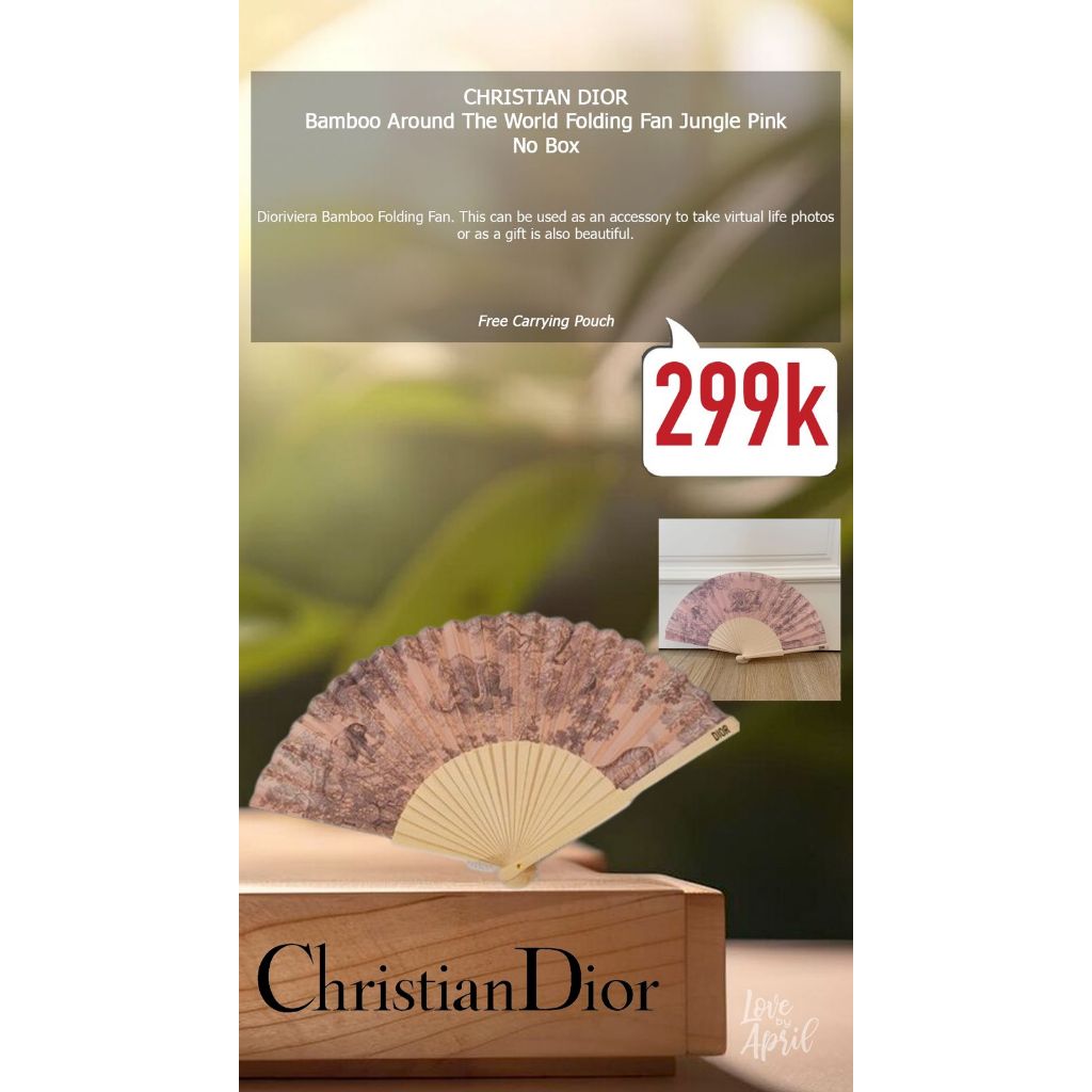 Jual Dior Bamboo Folding Fan Jungle Pink No Box | Shopee Indonesia