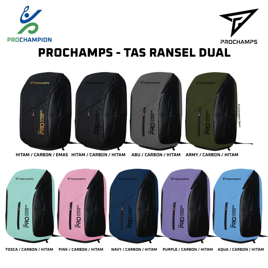 Jual Tas Ransel Badminton Backpack Prochamps DUAL Carbon | Shopee Indonesia