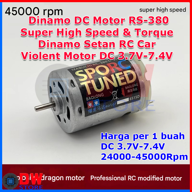 Jual Dinamo DC Motor RS380 RS 380 DC 3.7V 4.2V 3V-7.4V High Speed RPM ...