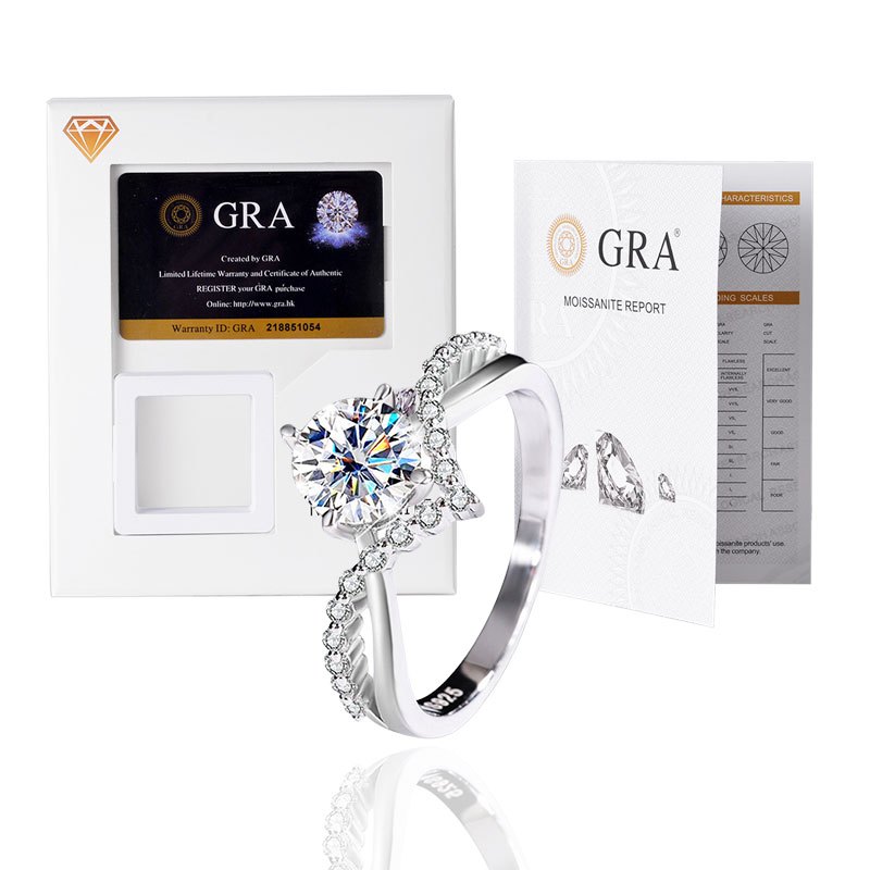 Jual LOVETIA Cincin Moissaite Pertunangan Wanita S925 Perak Perhiasan Asli Ring Sertifikat GRA ...