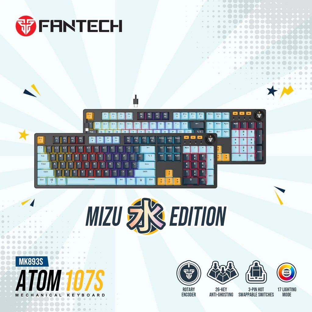 Jual Keyboard Gaming Fantech ATOM96 MK890 v2 | ATOM107s MK893s MIZU EDITION MECHANICAL | Shopee ...