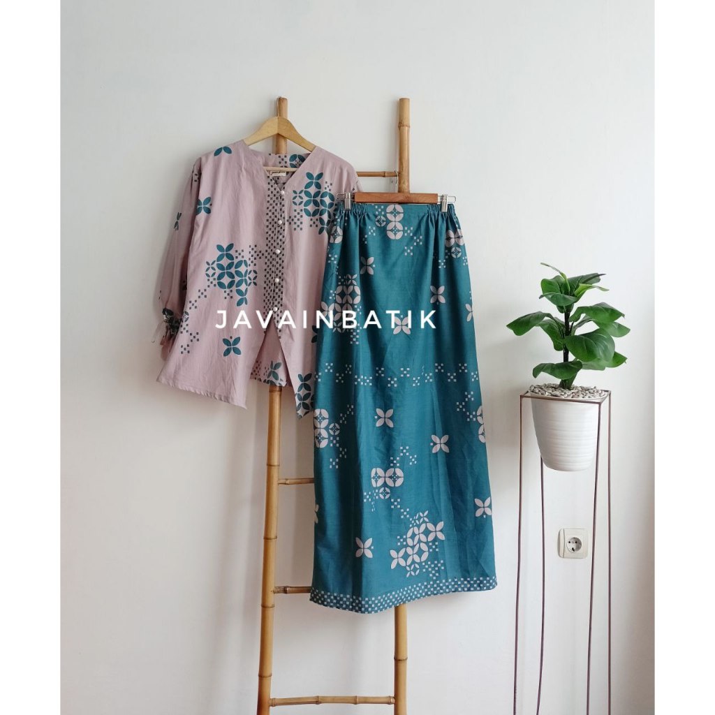 Jual javainbatik - SET BATIK CAP ORIGINAL WARNA TARO - atasan wanita - tunik batik wanita - set ...