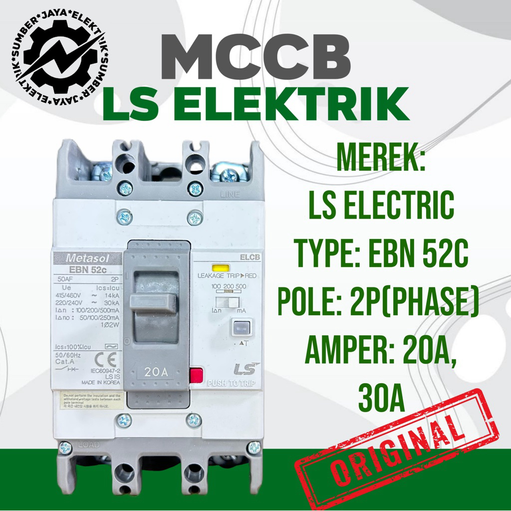 Jual MCCB ELCB LS ELECTRIC EBN 52C 2PHASE 20A, 30A | Shopee Indonesia