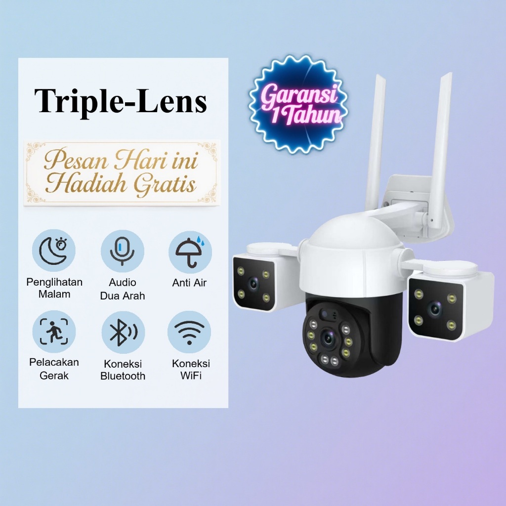 Jual Kamera Keamanan Tiga Lensa CCTV WIFI Nirkabel WIFI Luar Ruangan ...