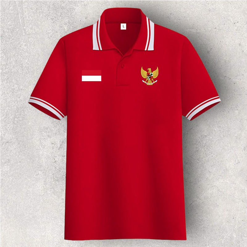 Jual Kaos Polo Pria Bendera Garuda / Kaos Kerah Merah Putih Indonesia ...