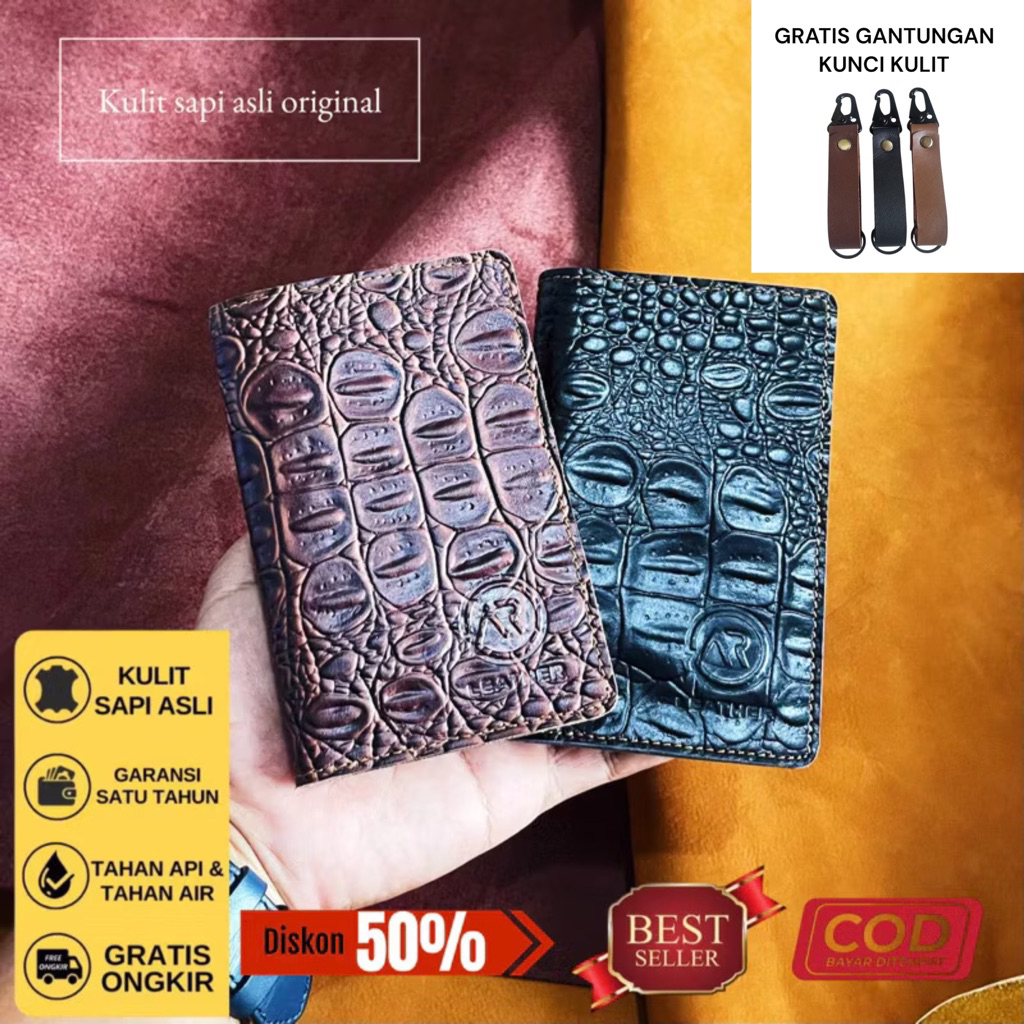 Jual Dompet kulit sapi motif Berdiri 3/4 4/4 pria wanita kulit Asli 100 ...