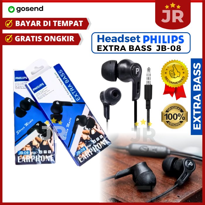Jual Headset / Earphone / Handsfree HF Philips + Mic JB-08 Super Extra ...