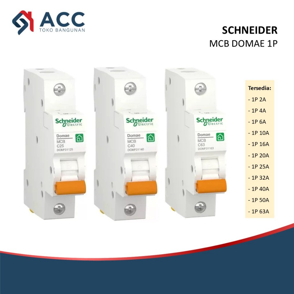 Jual SCHNEIDER MCB DOMAE 1P 2A 4A 6A 10A 16A 20A 25A 32A 40A 50A 63A | Shopee Indonesia