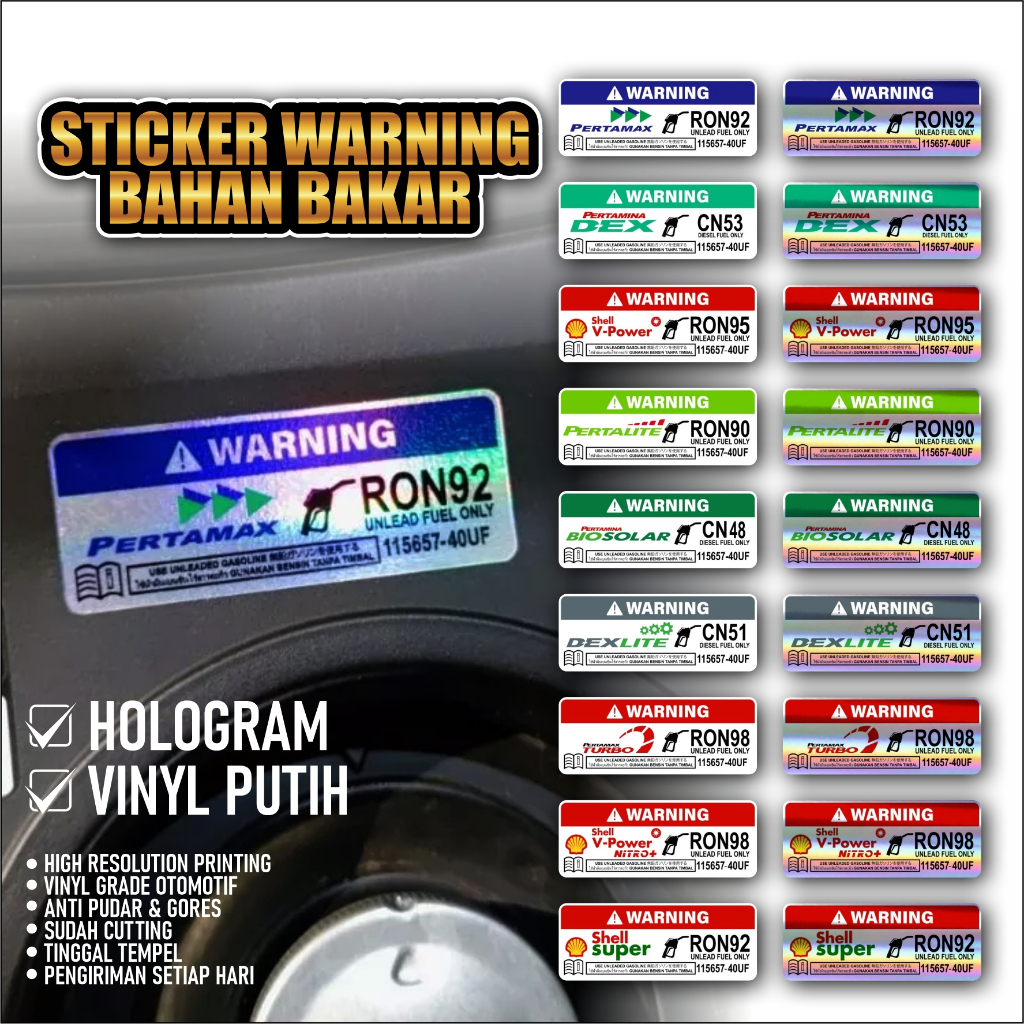 Jual ( COD ) Stiker Sticker Warning Bensin Pertamax Pertalite Shell ...
