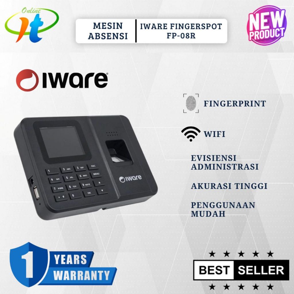 Jual Iware Fingerprint FP-08R Mesin Absesi Karyawan / Fingerprint FP08R / Sidik Jari Password ...