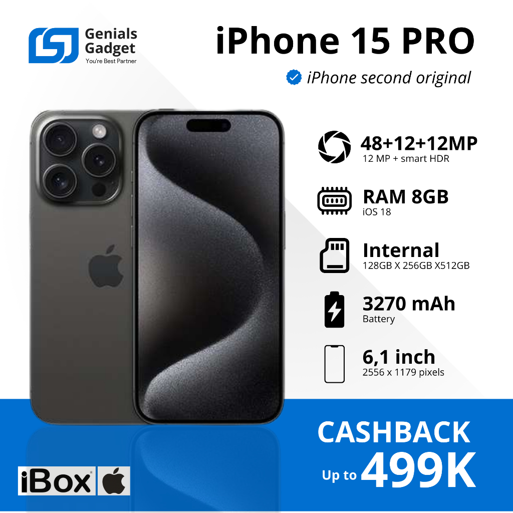 Jual GG - Apple iPhone 15 PRO 128GB 256GB Second BEKAS | MULUS NORMAL FULLSET | Shopee Indonesia