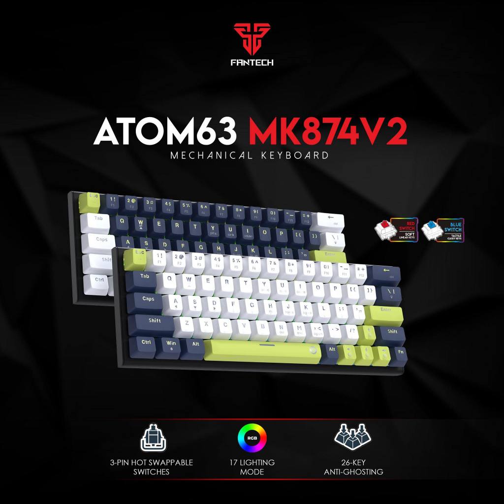 Jual Fantech ATOM63 MK874 V2 MK874v2 Keyboard Gaming Mechanical Mori ...