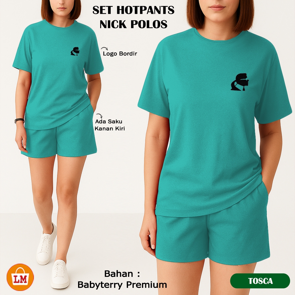 Jual LPM 25245 Pakaian Setelan Baju Celana Hotpants NICK Polos Full ...