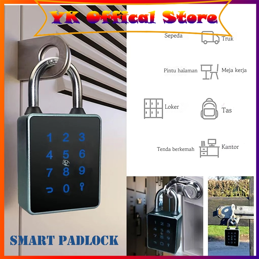 Jual Smart Padlock Password Key Card App 5 in 1 Gembok Sidik Jari Kunci ...