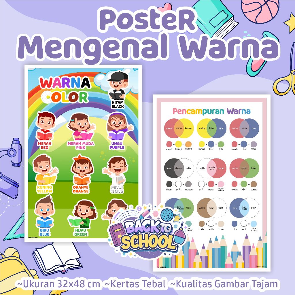 Jual Poster WARNA - Poster edukasi anak mengenal warna | Shopee Indonesia