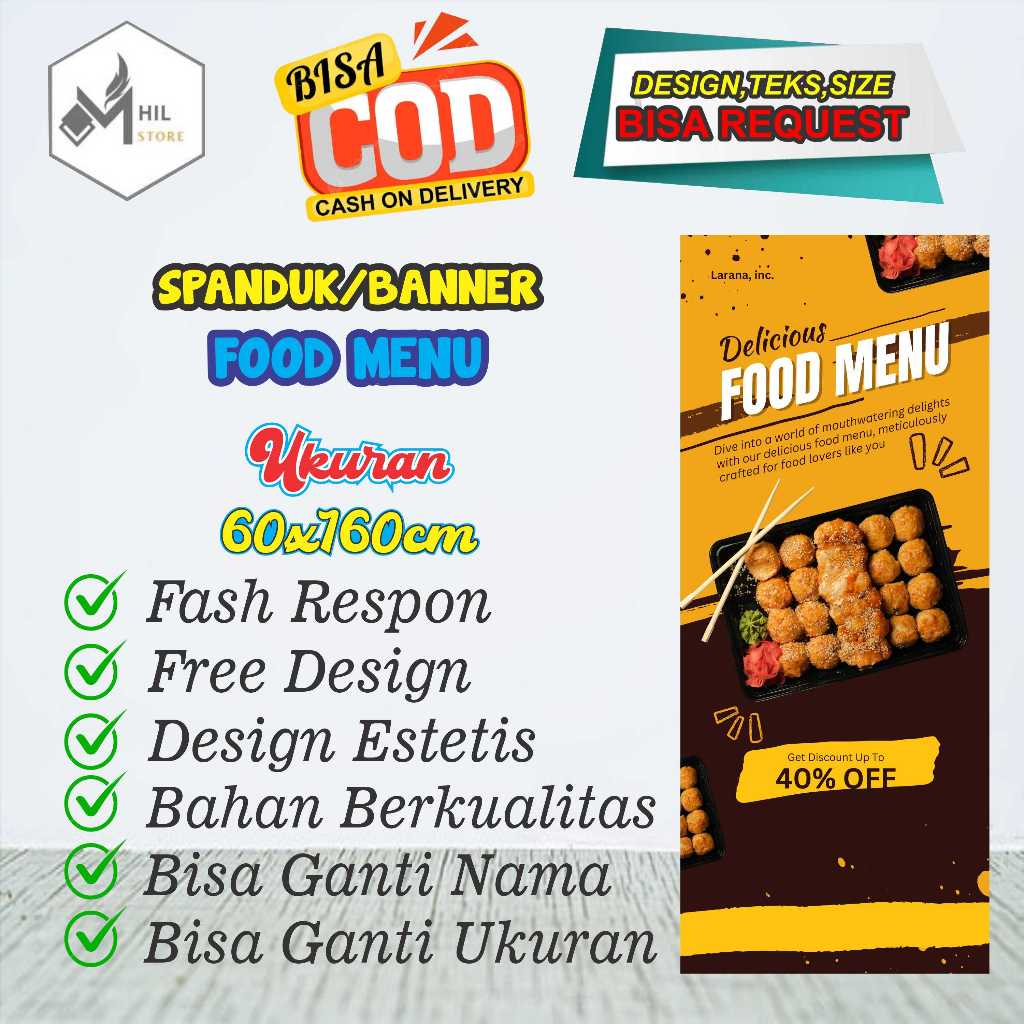 Jual Spanduk Banner Size 60X160cm FOOD MENU Free Custom Design Dan ...