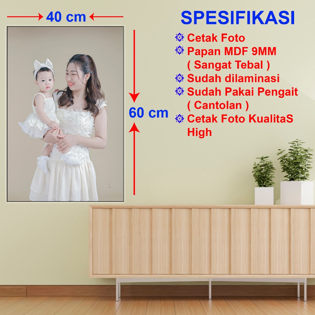 Jual Cetak Foto ( 40 x 60 ) + Bingkai Papan MDF 9MM ( Sangat Tebal ...