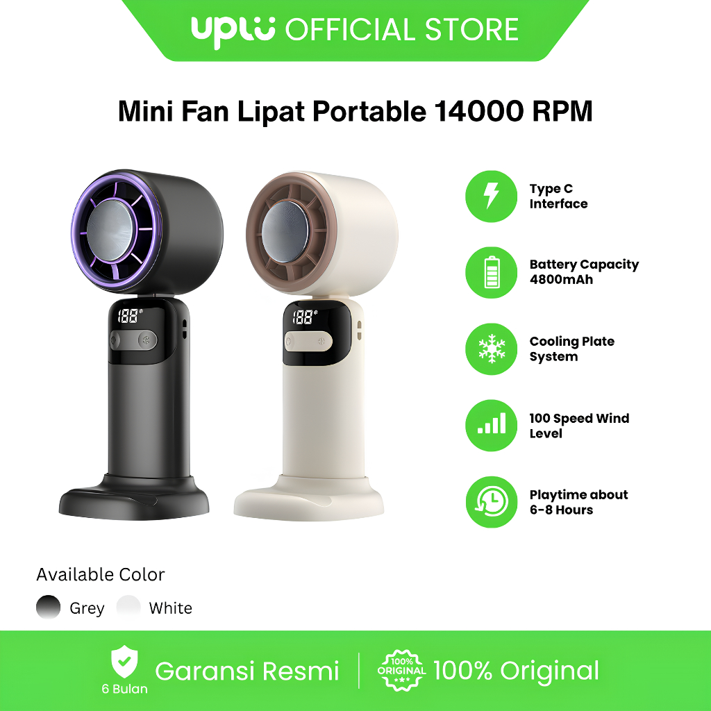 Jual UPLU Kipas Angin AC Mini Lipat Portable Fan05 4800mAh Rechargeable ...