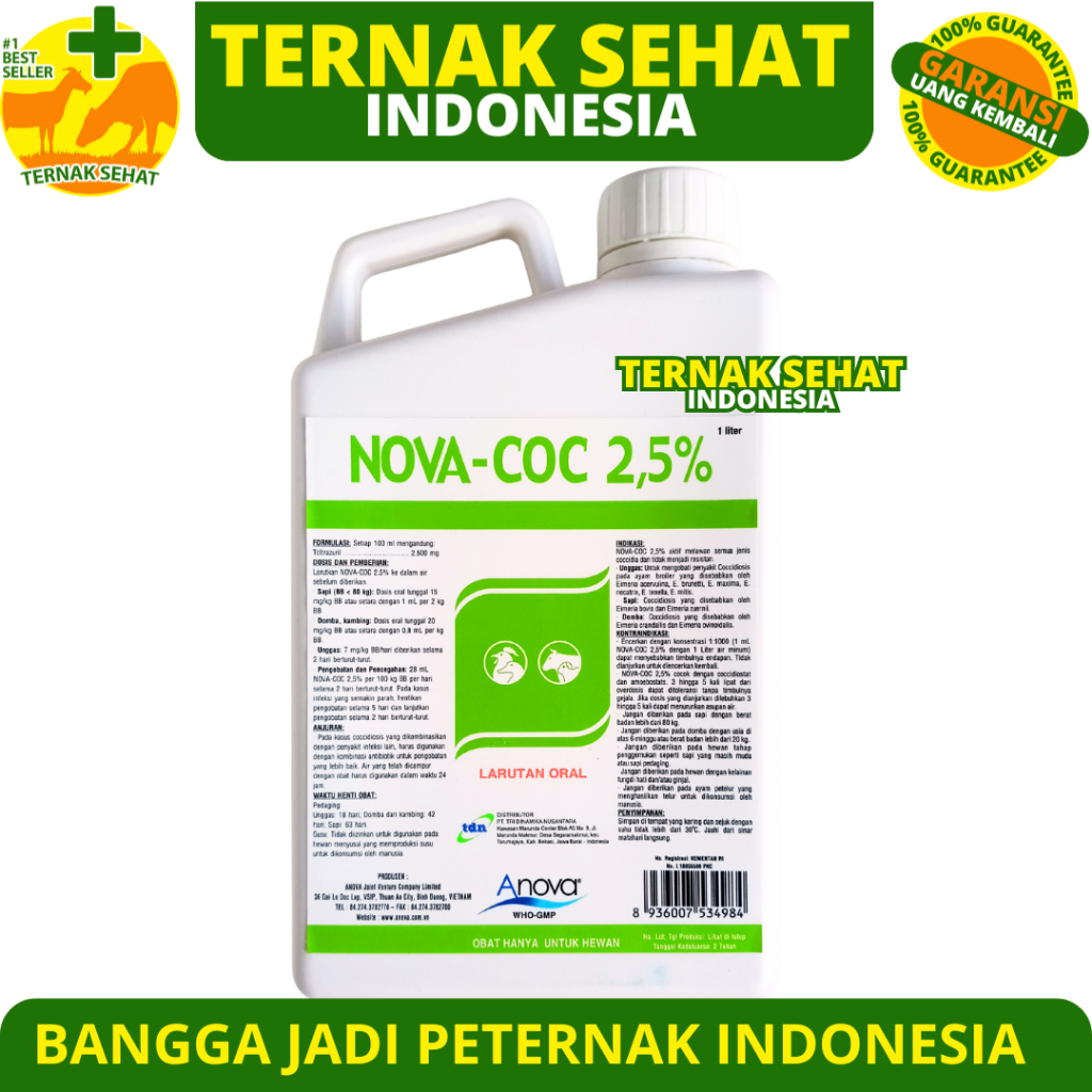 Jual NOVA COC 2,5% 1 LITER - Toltrazuril Obat Koksidiosis Berak Darah ...