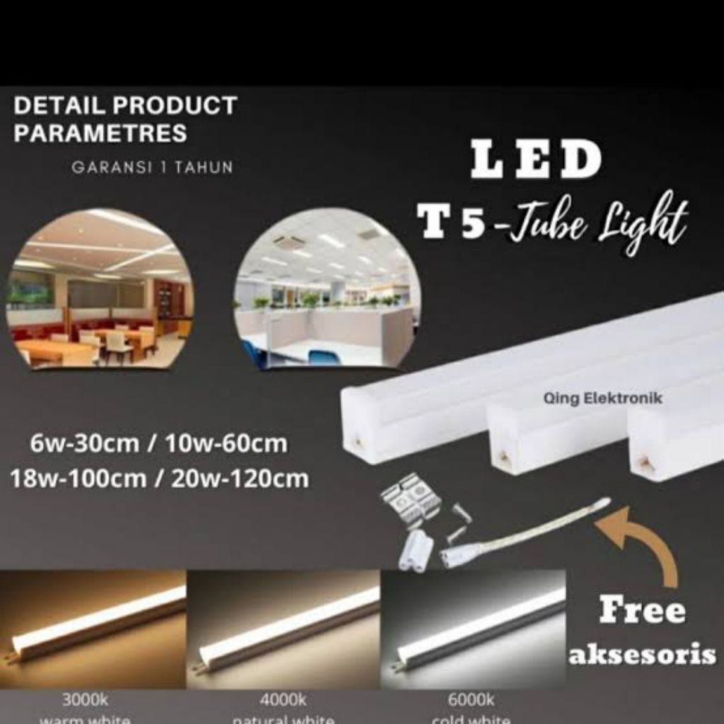 Jual Lampu Neon LED T5 4watt 30cm Lampu TL Tube Lamp Satu set Etalase Toko cafe Air minum Isi ...