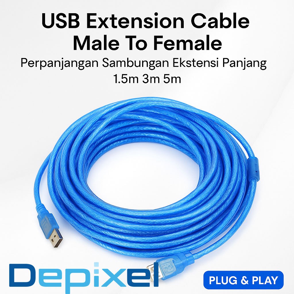 Jual Kabel USB Extension Male to Female Perpanjangan Sambungan Ekstensi Panjang 1.5m 3m 5m ...