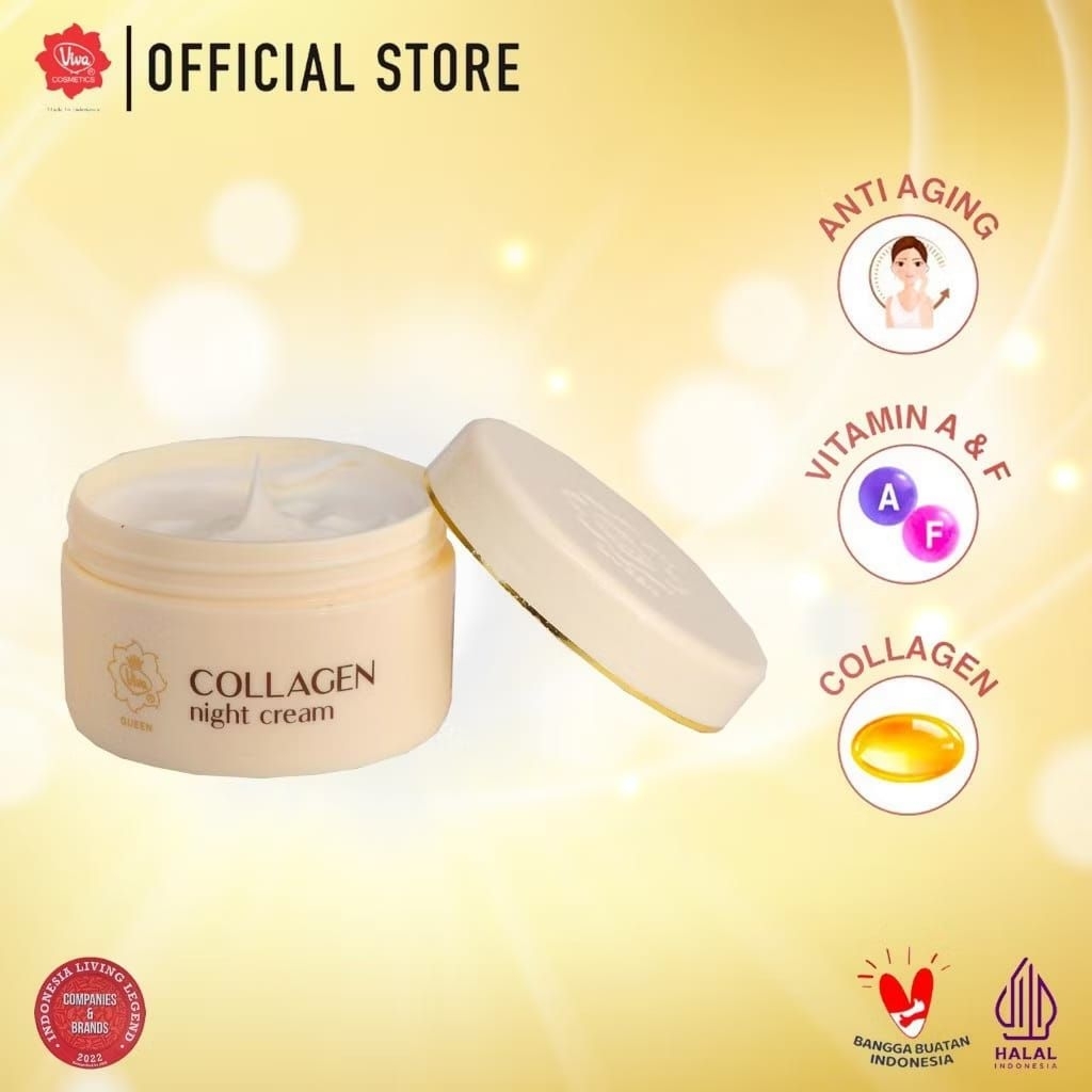Jual (100% Ori) Viva Collagen Night Cream BPOM | Krim Malam Anti Aging ...