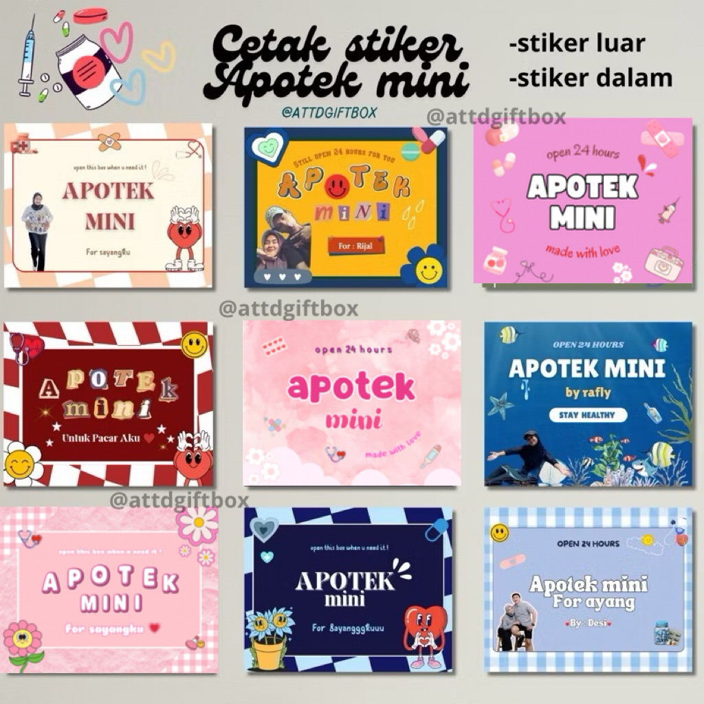 Jual Custom Cetak Stiker Apotek Mini Kotak 6 sekat - Stiker Bahan Glosy ...