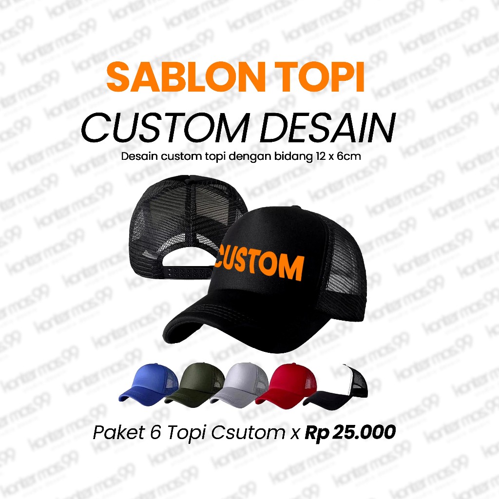 Jual Sablon Topi Custom Free Desain/ Topi Jaring/Topi Baseball | Shopee ...