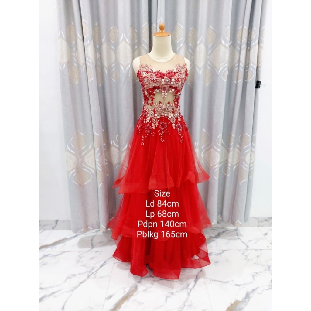 Jual Gaun Pesta Merah Umpak | Shopee Indonesia