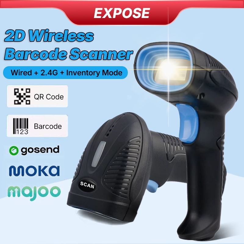 Jual EXPOSE Barcode Scanner 1D/2D Auto Scan USB+BT+Wireless Cocok Untuk ...