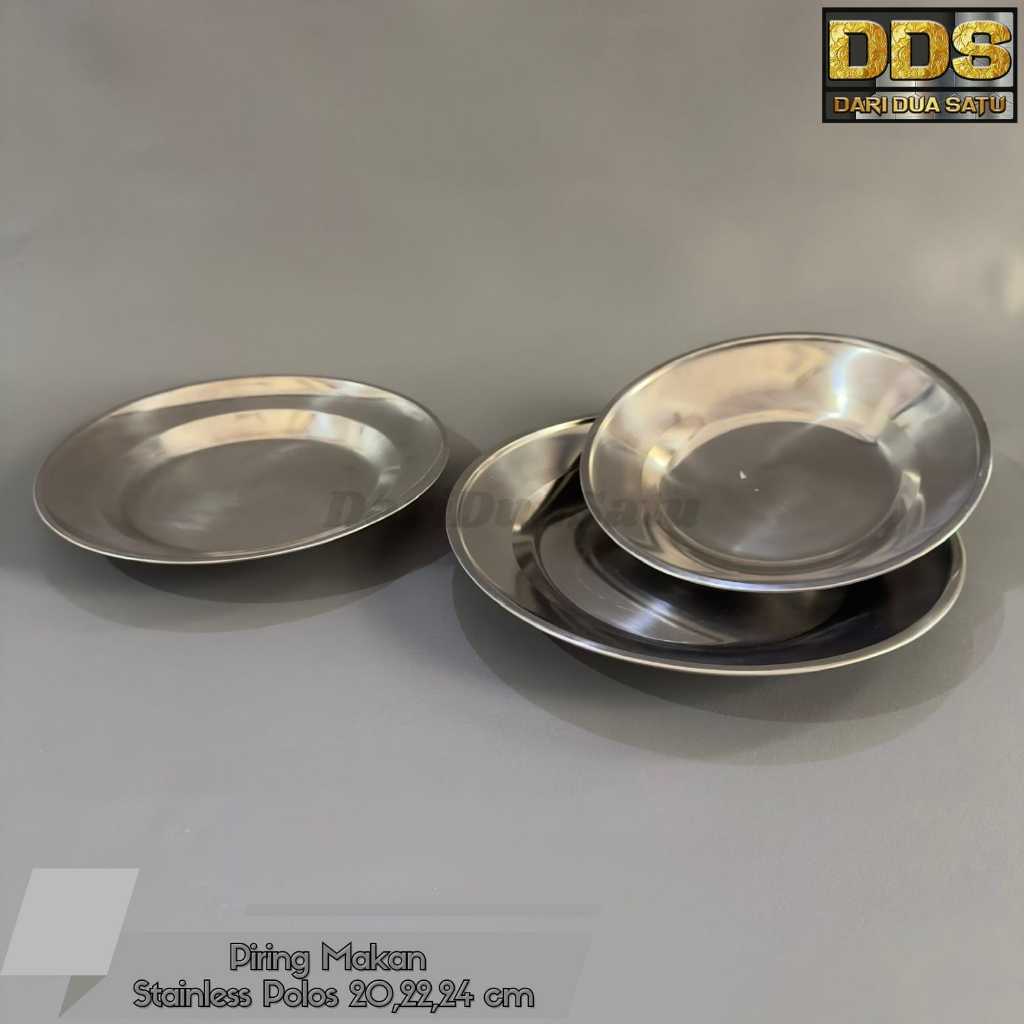 Jual Piring Makan Polos Stainless Steel diameter 20/22/24 cm - Piring ...