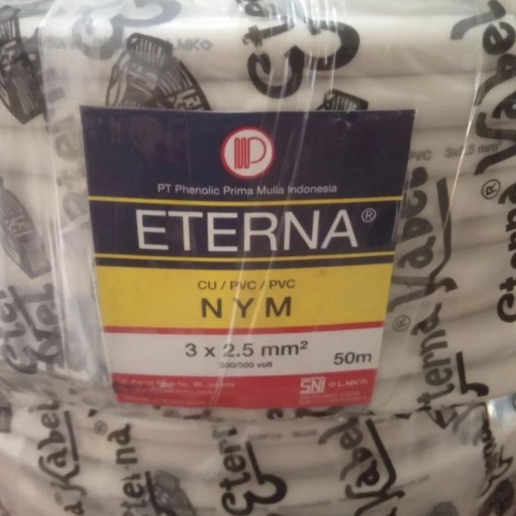 Jual kabel nym 3x2.5mm eterna 50m kabel instalasi warna Putih @50mtr per roll 3x2.5 mm | Shopee ...