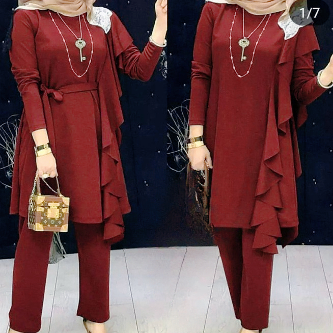 Jual BAJU TREN MASA KINI NAURA SET TERBARU / STELAN WANITA MUSLIM ...