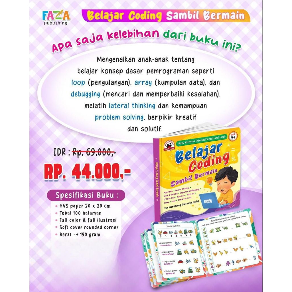 Jual Belajar Coding Sambil Bermain-Faza-/Buku Belajar Coding/Buku Anak ...