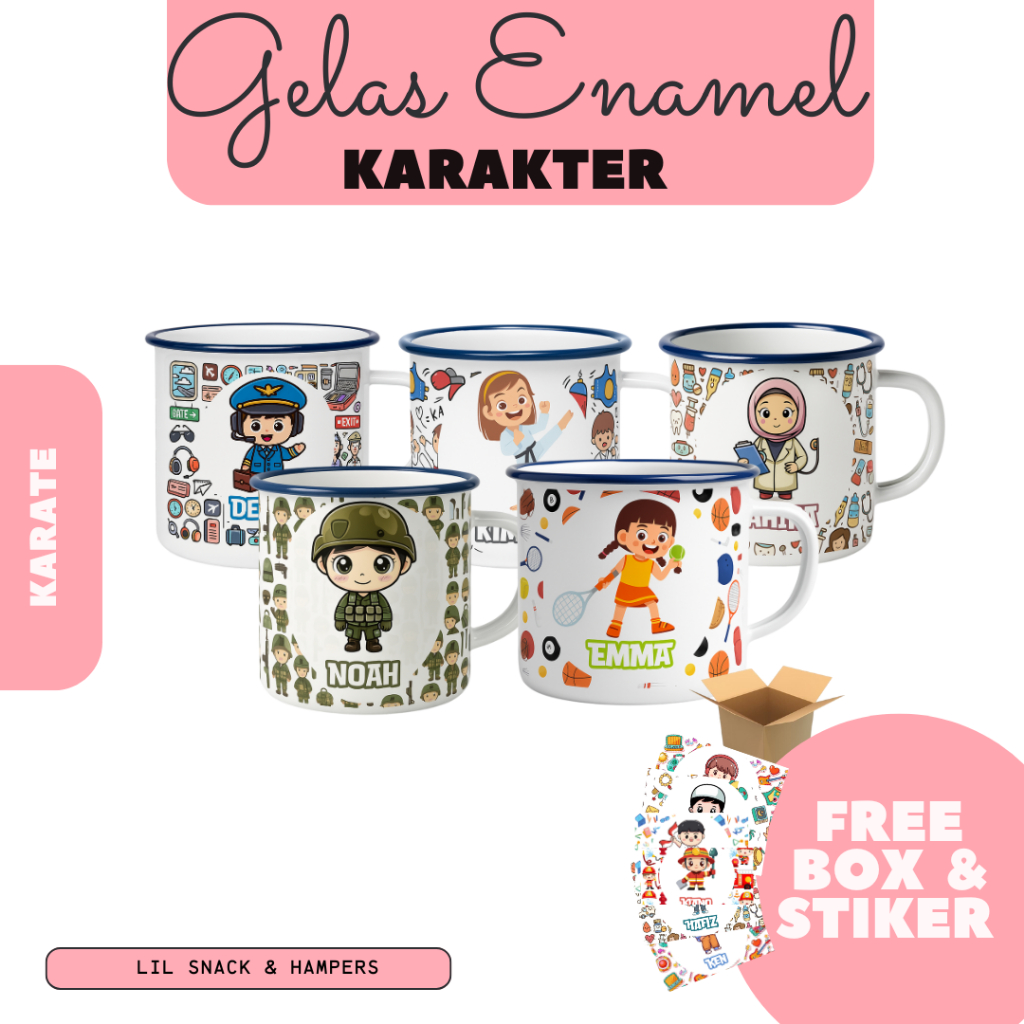 Jual LILSNACK - Souvenir Suvenir Hampers Gelas Mug Enamel Karakter ...