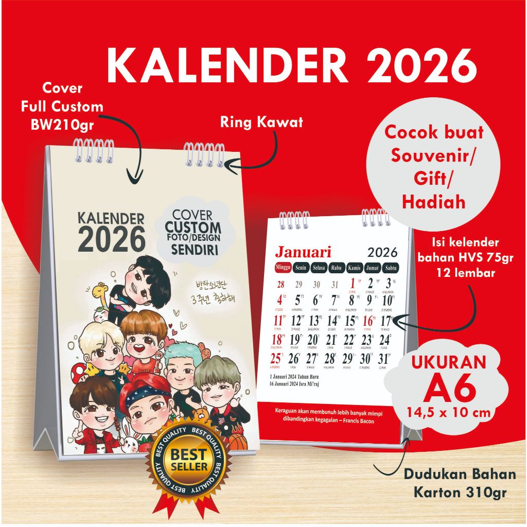 Jual KALENDER 2026 A6 KALENDER MEJA SOUVENIR KALENDER 2026 CUSTOM ...