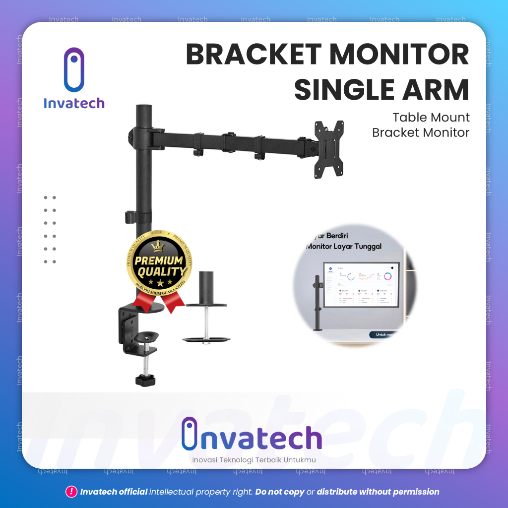 Jual Bracket Monitor Table Mount Single Arm 1.0 VESA 100 x 100 17-32 ...