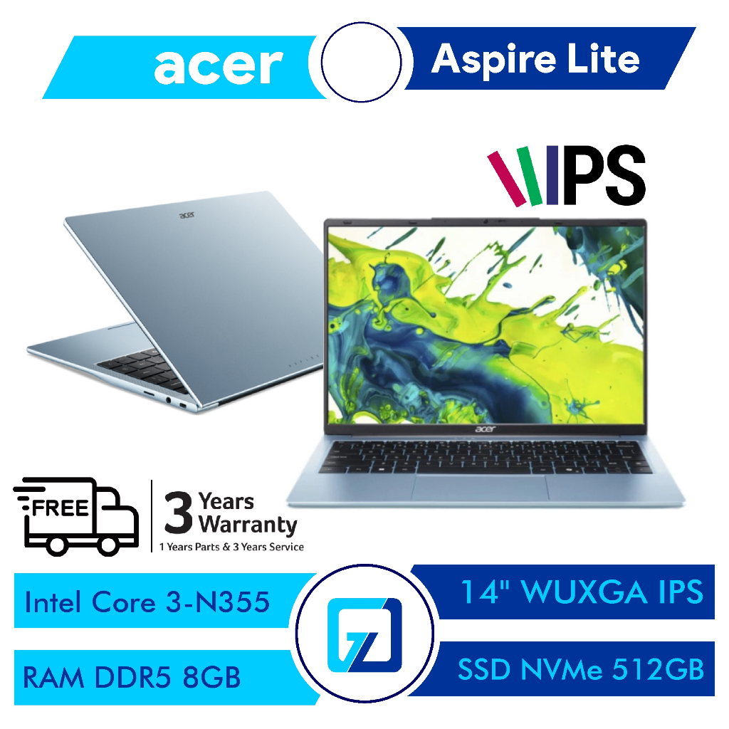 Jual Acer Aspire Lite Intel Core 3-N355 RAM DDR5 8GB SSD NVMe 512GB 14 ...