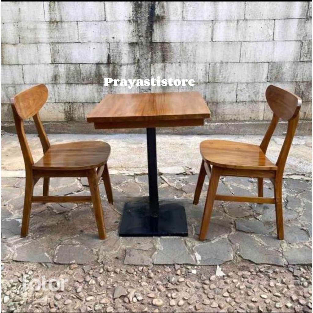 Jual Meja makan kayu jati Meja makan cafe kaki besi Meja resto kaki ...