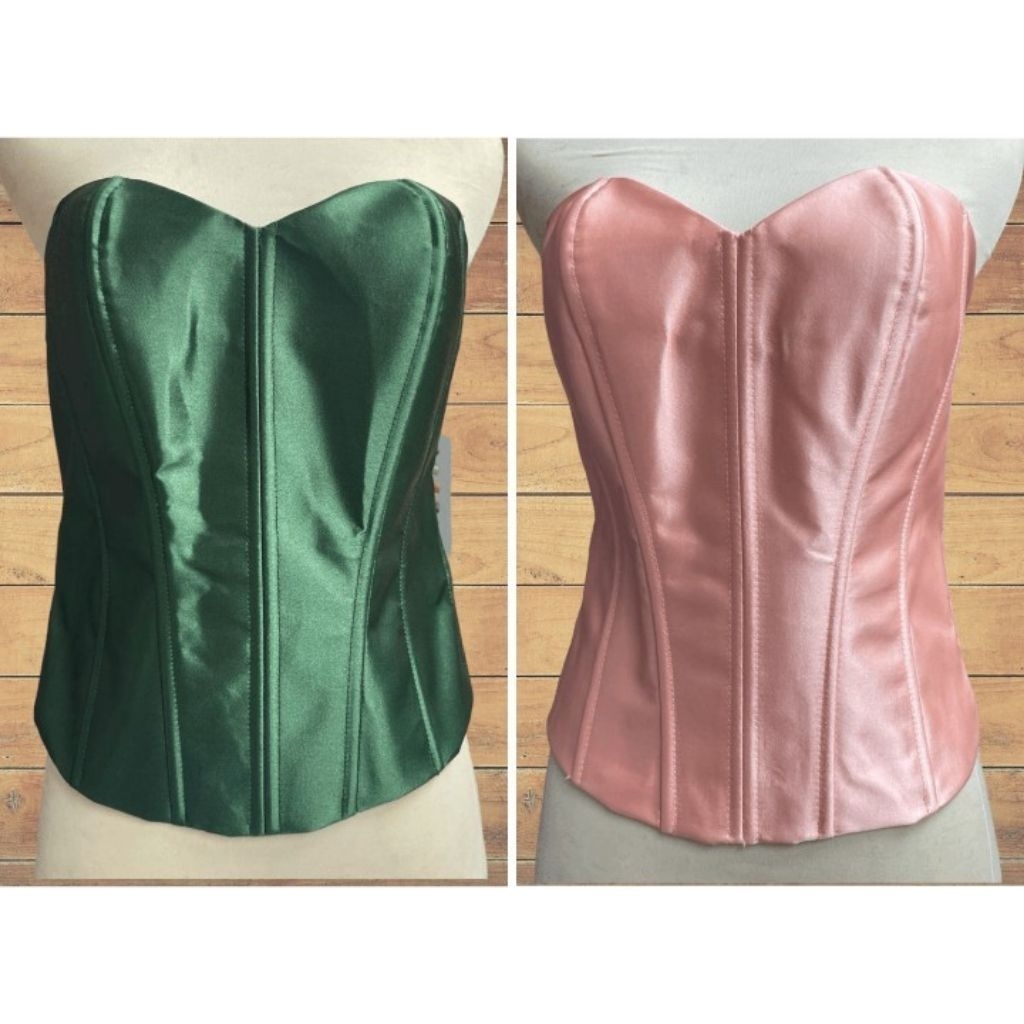 Jual longtorso satin / bustier satin merah / atasan wanita tulang ...