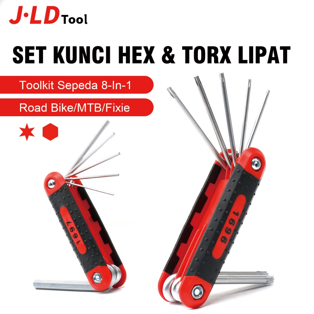 Jual JLD Kunci Sepeda 8-In-1 Hex/Torx Lipat Portable Ukuran Lengkap (1. ...