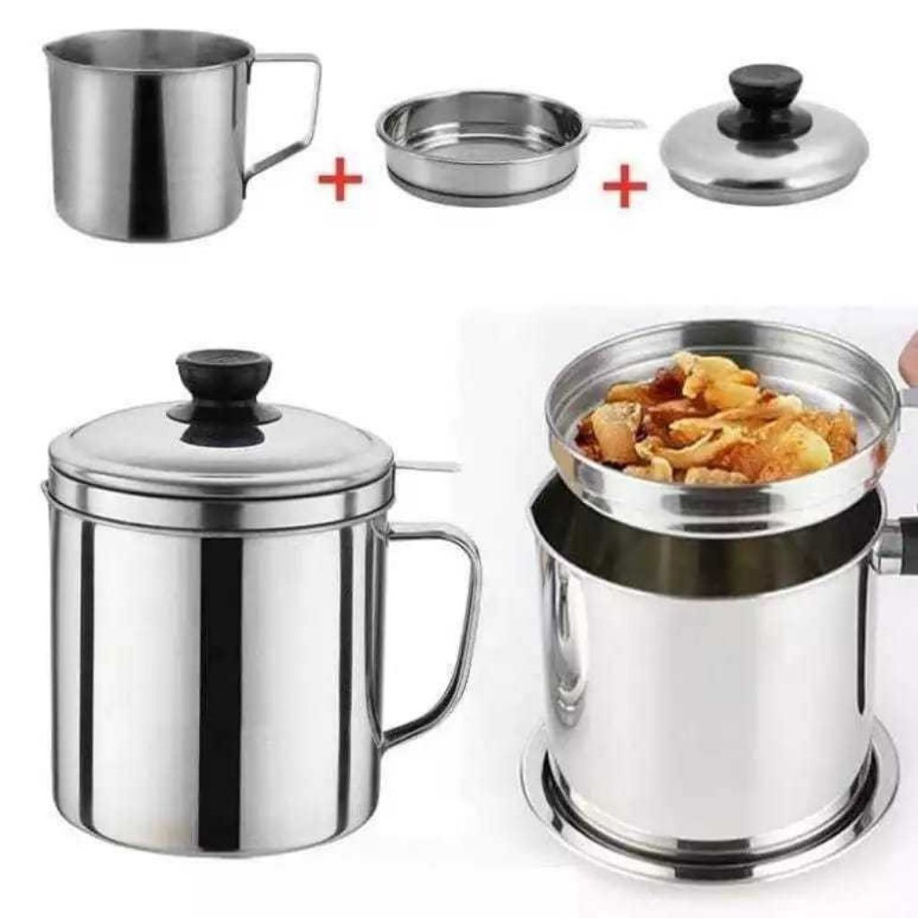 Jual Oil Pot Wadah Saringan Minyak Stainless Steel Gelas Saringan ...
