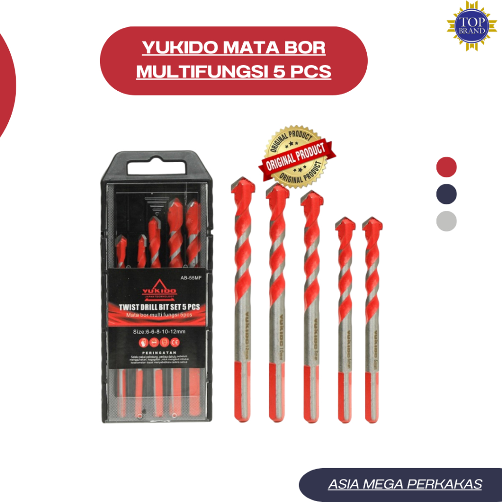 Jual YUKIDO Mata Bor Drill Set 5 Pcs Multi Purpose Bor Besi Beton Kayu ...