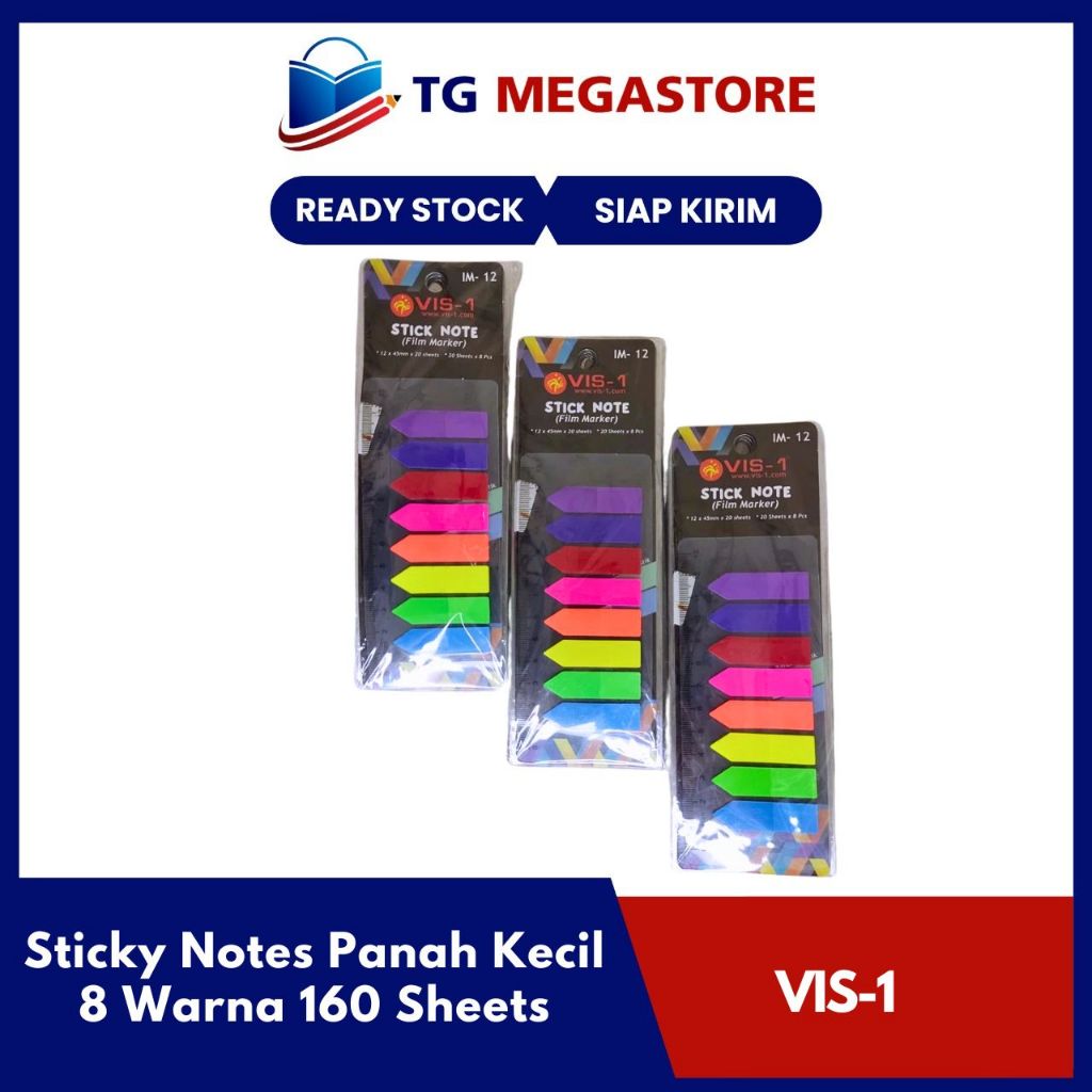 Jual Sticky Notes VIS-1 Panah Kecil ( 8 Warna ) 160 Sheets IM-12 ...