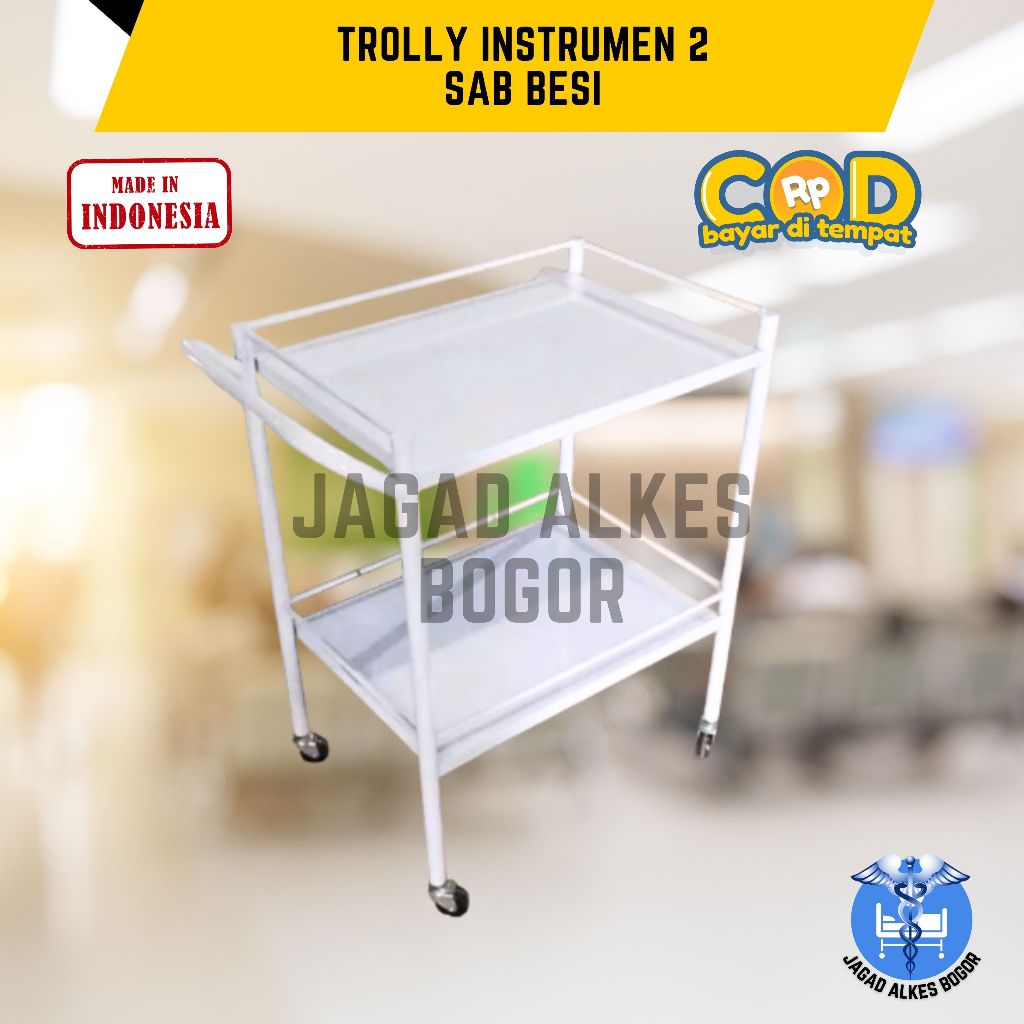 Jual Trolley Instrumen 2 Susun | Troli Instrument 2 rak Pipa Besi PC ...