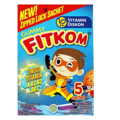 Jual FITKOM GUMMY VITAMIN A B1 B3 B6 C 1 SACHET MULTIVITAMIN KESEHATAN ...