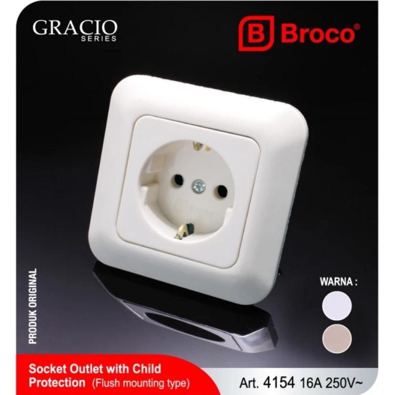 Jual Broco Gracio Stop Kontak Non CP Cream-White (4154) | Shopee Indonesia