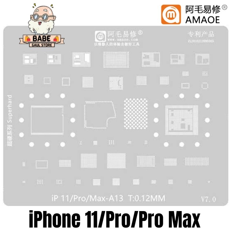 Jual PLAT CETAKAN BGA AMAOE A13 IC CPU IPHONE 11 PRO MAX STENCIL ORIGINAL | Shopee Indonesia