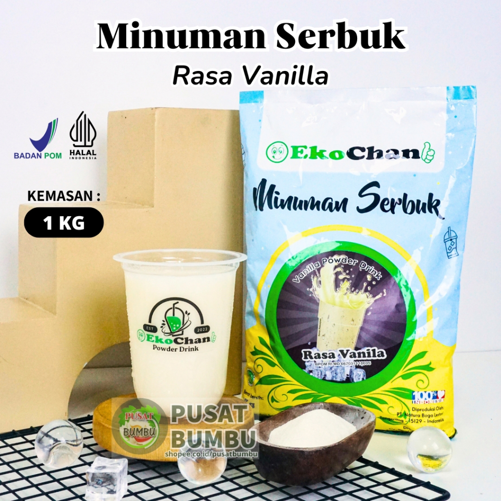 Jual Bubuk Minuman Rasa Vanilla 1kg EkoChan / Serbuk Minuman Instan ...