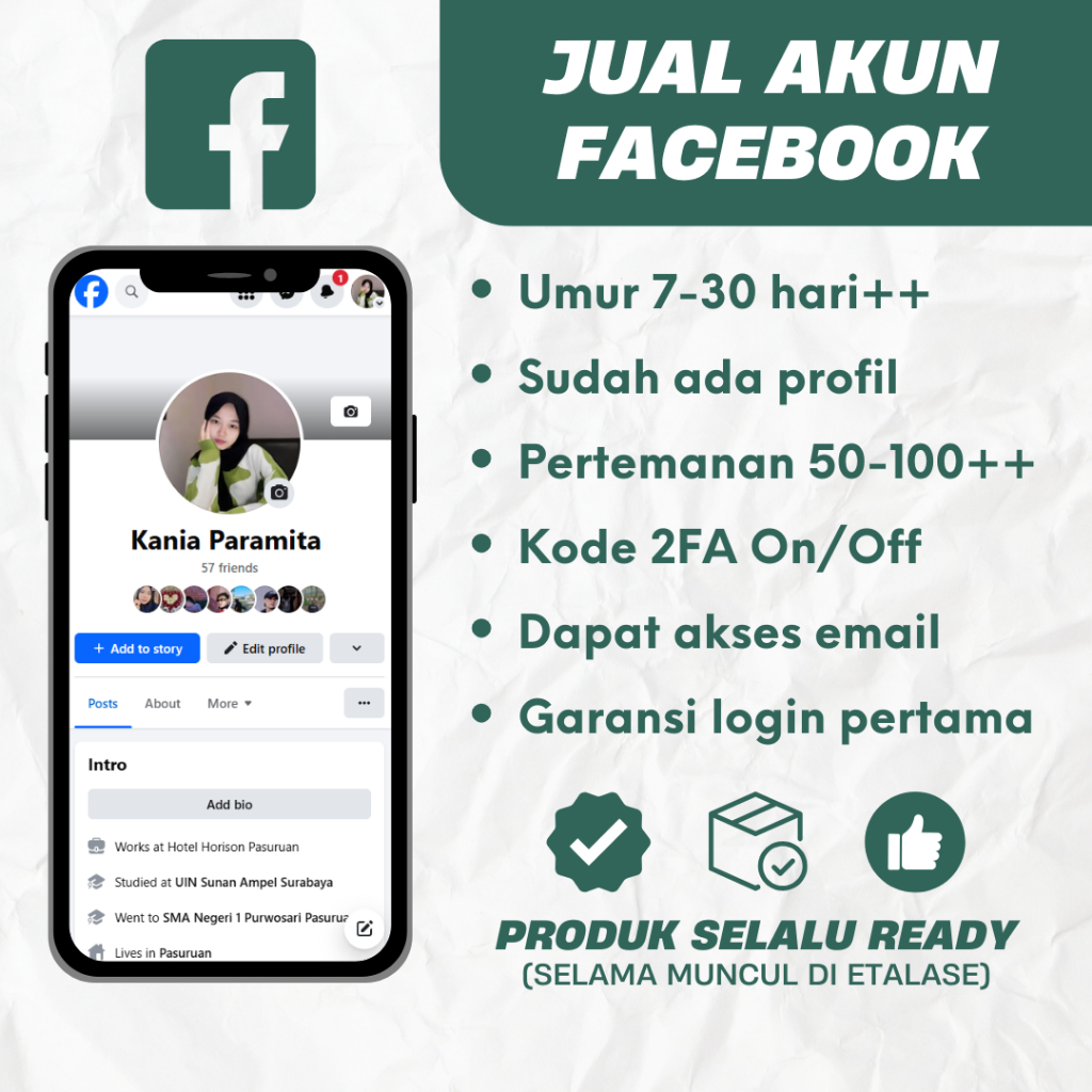 Jual AKUN FACEBOOK 2FA ON INCLUDE AKSES EMAIL PERTEMANAN 50-100+ | AKUN ...